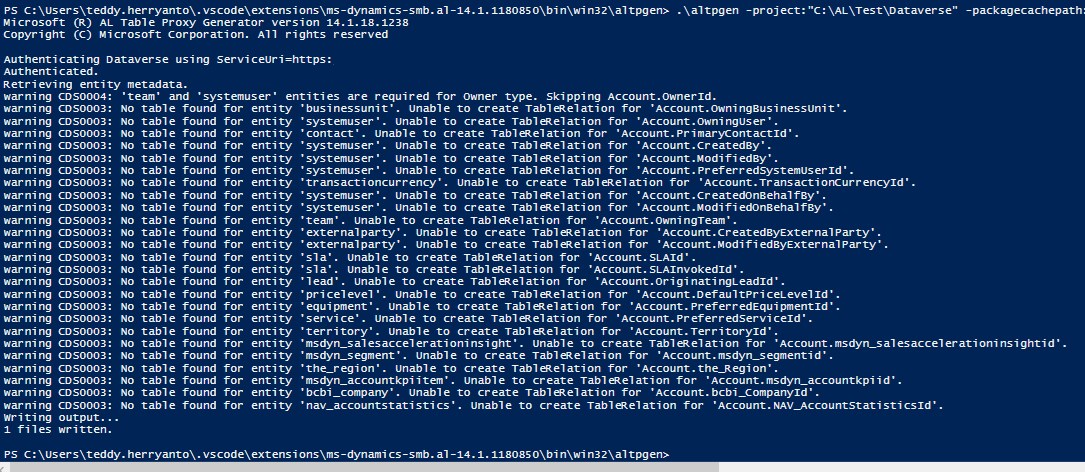 D365 Business Central : How to Use AL Table Proxy Generator tool (altpgen) with ClientId and ...